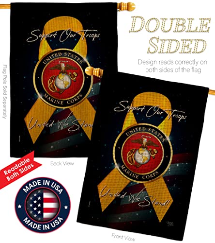 Breeze Decor Support Marine Corps Burlap House Flag Set Armed Forces USMC Semper Fi United State American Military Veteran Retire Official Banner Small Garden Yard Gift Double-Sided, Made in USA