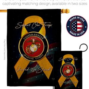 Breeze Decor Support Marine Corps Burlap House Flag Set Armed Forces USMC Semper Fi United State American Military Veteran Retire Official Banner Small Garden Yard Gift Double-Sided, Made in USA