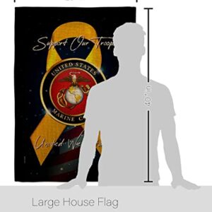 Breeze Decor Support Marine Corps Burlap House Flag Set Armed Forces USMC Semper Fi United State American Military Veteran Retire Official Banner Small Garden Yard Gift Double-Sided, Made in USA