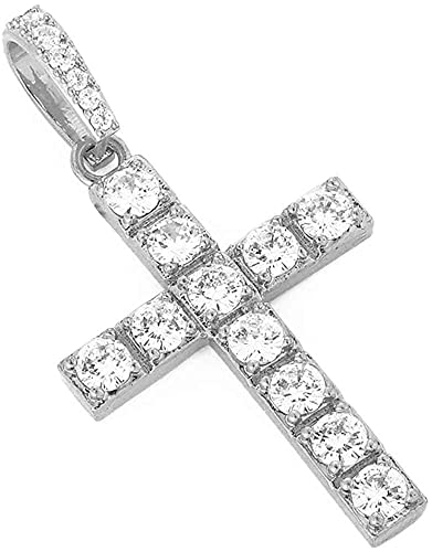 Iced Out Cross Pendant on Tennis Chain for Men or Women - Bling'ed Out Hip Hop Jewelry on Blast! - Gold or Silver and Size Your Choice - TN001 Cross (16" Silver)