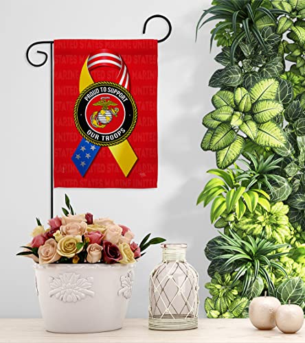 Breeze Decor Support Marine Troops Garden House Flag Set Armed Forces Corps USMC Semper Fi United State American Military Veteran Retire Official Banner Small Yard Gift Double-Sided, Made in USA