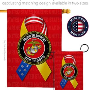 Breeze Decor Support Marine Troops Garden House Flag Set Armed Forces Corps USMC Semper Fi United State American Military Veteran Retire Official Banner Small Yard Gift Double-Sided, Made in USA