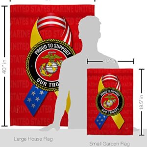 Breeze Decor Support Marine Troops Garden House Flag Set Armed Forces Corps USMC Semper Fi United State American Military Veteran Retire Official Banner Small Yard Gift Double-Sided, Made in USA