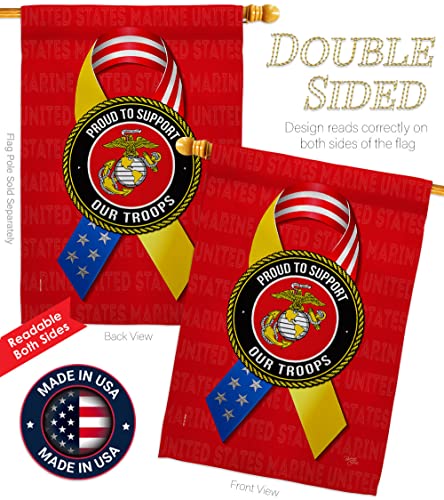 Breeze Decor Support Marine Troops Garden House Flag Set Armed Forces Corps USMC Semper Fi United State American Military Veteran Retire Official Banner Small Yard Gift Double-Sided, Made in USA