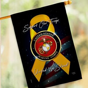 Breeze Decor Support Marine Corps Garden House Flag Kit Armed Forces USMC Semper Fi United State American Military Veteran Retire Official Decoration Banner Small Yard Gift Double-Sided, Made in USA