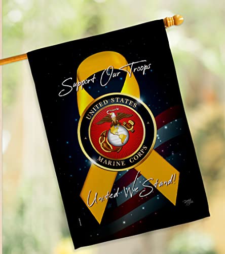 Breeze Decor Support Marine Corps Garden House Flag Kit Armed Forces USMC Semper Fi United State American Military Veteran Retire Official Decoration Banner Small Yard Gift Double-Sided, Made in USA