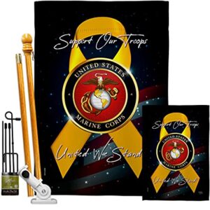 Breeze Decor Support Marine Corps Garden House Flag Kit Armed Forces USMC Semper Fi United State American Military Veteran Retire Official Decoration Banner Small Yard Gift Double-Sided, Made in USA