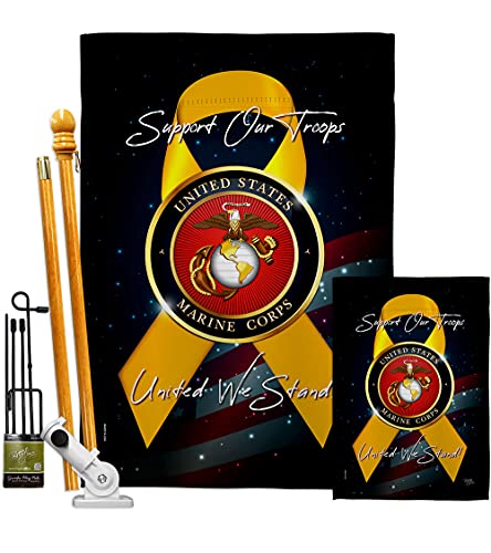 Breeze Decor Support Marine Corps Garden House Flag Kit Armed Forces USMC Semper Fi United State American Military Veteran Retire Official Decoration Banner Small Yard Gift Double-Sided, Made in USA