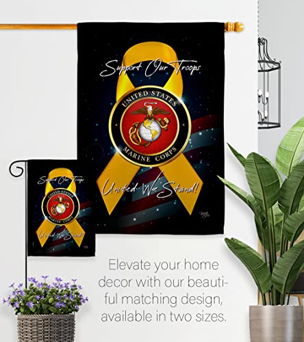 Breeze Decor Support Marine Corps Garden House Flag Kit Armed Forces USMC Semper Fi United State American Military Veteran Retire Official Decoration Banner Small Yard Gift Double-Sided, Made in USA