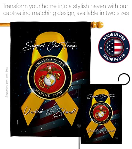 Breeze Decor Support Marine Corps Garden House Flag Kit Armed Forces USMC Semper Fi United State American Military Veteran Retire Official Decoration Banner Small Yard Gift Double-Sided, Made in USA