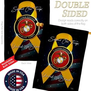 Breeze Decor Support Marine Corps Garden House Flag Kit Armed Forces USMC Semper Fi United State American Military Veteran Retire Official Decoration Banner Small Yard Gift Double-Sided, Made in USA