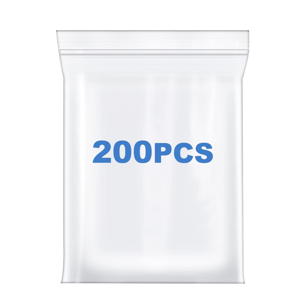 Somoga 200 PCS 2" x 3" Thick 4 Mil Small Clear Zip Poly Bags Plastic Reclosable Zip Seal Lock Bags Heavy-Duty Necklace Ring Coin Beads Jewelry Pill Zipper Bag