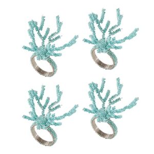 saro beaded coral napkin ring | aqua | 1 pc.