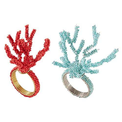 Saro Beaded Coral Napkin Ring | Aqua | 1 Pc.