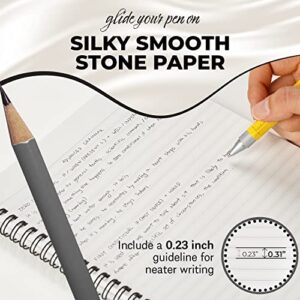 GAK. Stone Paper Waterproof Spiral Notebook, 7.20”x10.11”, 50 sheets, Durable Notebook, Eco-Friendly Mineral Stone Paper Notebook, Waterproof Notepad, Ruled, Black