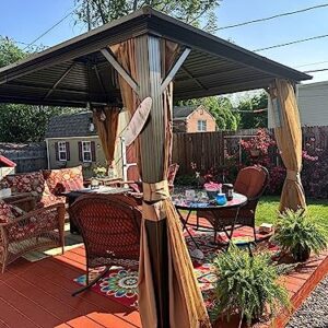 YOLENY 10' x 13' Hardtop Gazebo with Galvanized Steel Double Roof, Pergolas Aluminum Frame, Netting and Curtains Included, Metal Outdoor Gazebos for Garden, Patios, Lawns, Parties