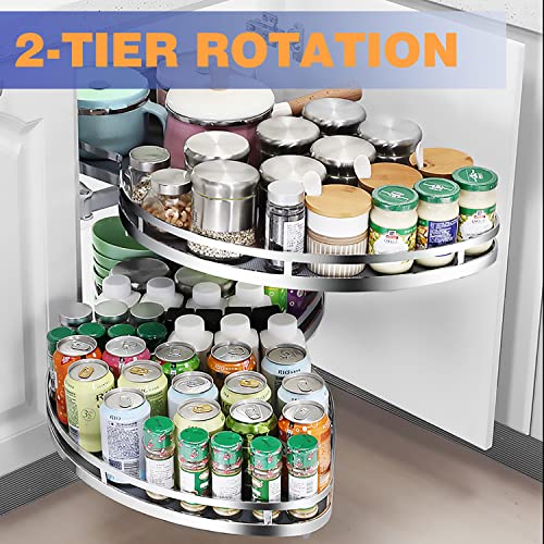 HAVEITS Blind Corner Pull Out Cabinet Organizer, Soft Close Swing Left Lazy Susan with Non-slip Trays for 36 inch Kitchen Cabinets, Heavy Duty Blind Corner Storage for Right Handed Open Cabinet