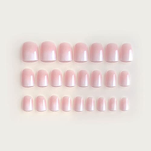 DANMANR Square Press on Nails Short Fake Nails French Acrylic Full Cover False Nails for Women and Girls24PCS