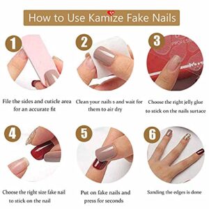 DANMANR Square Press on Nails Short Fake Nails French Acrylic Full Cover False Nails for Women and Girls24PCS