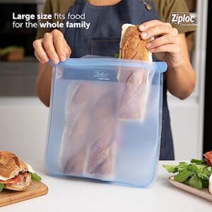 Ziploc Endurables Large Pouch, 8 Cups, Reusable Silicone Bags and Food Storage Meal Prep Containers for Freezer, Oven, and Microwave, Dishwasher Safe