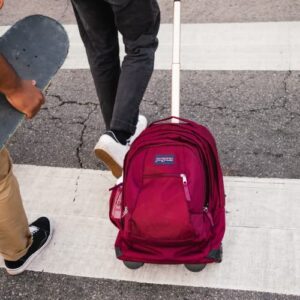 JanSport Driver 8 Rolling Backpack and Computer Bag, Purple Petals - Durable Laptop Backpack with Wheels, Tuckaway Straps, 15-inch Laptop Sleeve - Premium Bag Rucksack