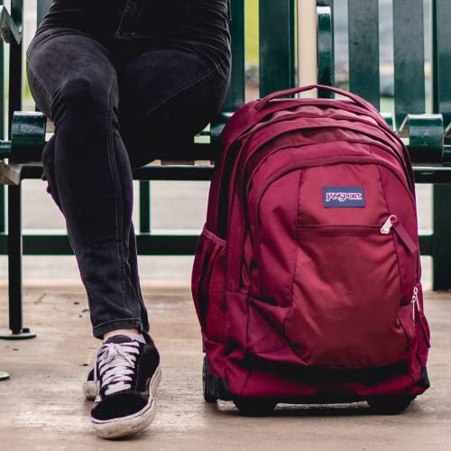 JanSport Driver 8 Rolling Backpack and Computer Bag, Purple Petals - Durable Laptop Backpack with Wheels, Tuckaway Straps, 15-inch Laptop Sleeve - Premium Bag Rucksack