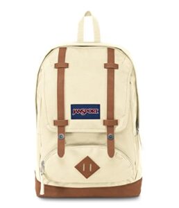 jansport cortlandt laptop backpack, coconut, 15” laptop sleeve-synthetic leather shoulder computer bag with large compartment, padded straps-book rucksack for men, women