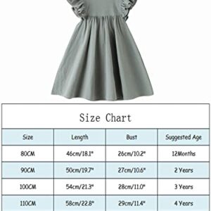 LYXIOF Toddler Baby Girl Cotton Linen Dress Ruffle Sleeve Halter Sleeveless Kids Casual Beach Dresses Green 110CM