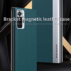 CCSmall for Xiaomi Redmi Note 10 Pro/Note 10 Pro Max Bracket Pagnetic Leather Cover TPU Shockproof Protection Flip Phone Case for Xiaomi Redmi Note 10 Pro Max CX Black