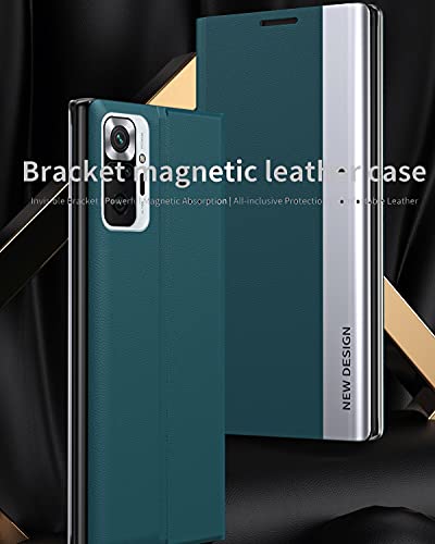 CCSmall for Xiaomi Redmi Note 10 Pro/Note 10 Pro Max Bracket Pagnetic Leather Cover TPU Shockproof Protection Flip Phone Case for Xiaomi Redmi Note 10 Pro Max CX Black