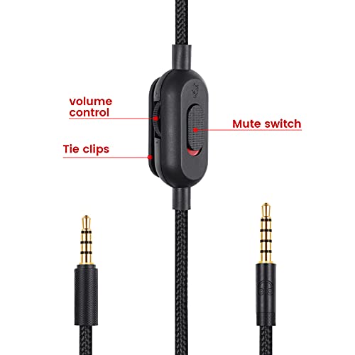 weishan G433 Aux Cord Compatible with Logitech Wired G233 / G Pro/G Pro X Gaming Headsets, 3.5mm(1/8") Audio Cable with Inline Mute & Volume Control, 6.6ft