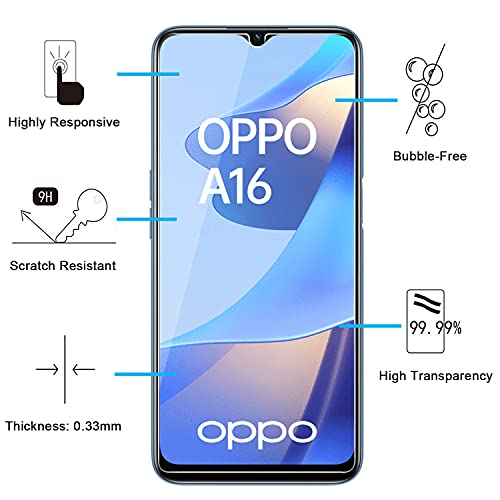 NEW'C [3 Pack] Designed for Oppo A16 (6,52"), A16s Screen Protector Tempered Glass, Case Friendly Ultra Resistant