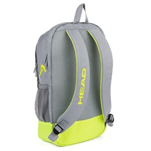 HEAD Core Tennis Backpack - 2 Racquet Carrying Bag w/Padded Shoulder Straps / Grey/Yellow / Large