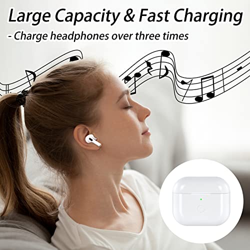 Wireless Charging Case Replacement Compatible with AirPod 3rd Generation, Air Pod 3 Charger Case with Bluetooth Pairing Sync Button Without Earbuds, White