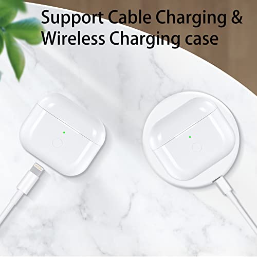 Wireless Charging Case Replacement Compatible with AirPod 3rd Generation, Air Pod 3 Charger Case with Bluetooth Pairing Sync Button Without Earbuds, White