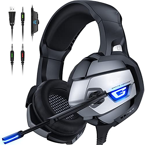 FEIYING Gaming Headset with Microphone, Gaming Headphones Stereo 7.1 Surround Sound PS4 Headset 50mm Drivers, 3.5mm Audio Jack Over Ear Headphones Wired for PC Switch Playstation Xbox PS5 Laptop