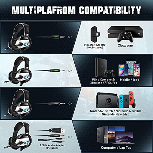 FEIYING Gaming Headset with Microphone, Gaming Headphones Stereo 7.1 Surround Sound PS4 Headset 50mm Drivers, 3.5mm Audio Jack Over Ear Headphones Wired for PC Switch Playstation Xbox PS5 Laptop