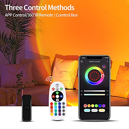 ENESEAS [Upgraded] Smart 16 Colors LED Sunset Projection Lamp APP and Remote Control(Include USB Charger) 360 Degree Rotation Sunlight Lamp Photography/Party/Home…