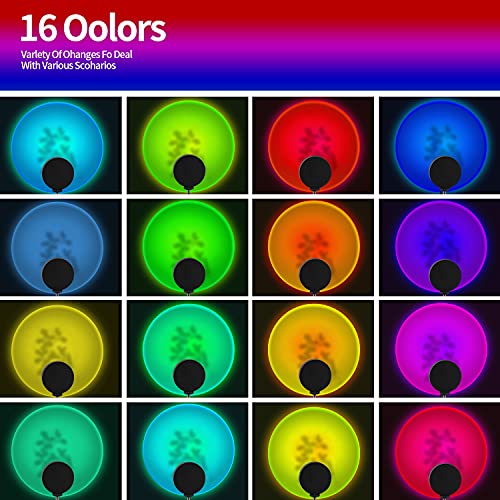 ENESEAS [Upgraded] Smart 16 Colors LED Sunset Projection Lamp APP and Remote Control(Include USB Charger) 360 Degree Rotation Sunlight Lamp Photography/Party/Home…