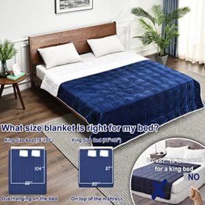 King Size Weighted Blanket 45lb(88''x104'', Navy Blue / White), Warm Short Plush and Cooling Tencel Reversible Weighted Blanket Fit King and California King Beds for Couple - Carry Bag Included