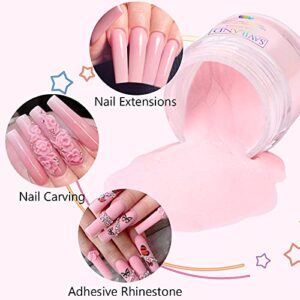 Saviland Pink Acrylic Powder - 30g Professional Colored Acrylic Nail Powder for Acrylic Nails Extension, 3D Nail Art Acrylic Polymer Powder, No Need Nail Lamp