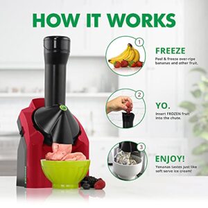 Yonanas 902RD Classic Vegan, Dairy-Free Frozen Fruit Soft Serve Maker, Includes 36 Recipes, 200-Watts, Red