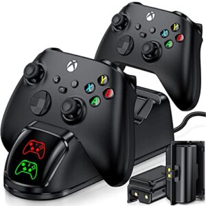 controller charger for xbox series x/xbox one controller, charging station with dual controller battery pack, 4 battery cover, 1 rechargeable charging cable, remote stand charger station for xbox