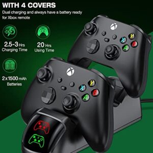 Controller Charger for Xbox Series X/Xbox One Controller, Charging Station with Dual Controller Battery Pack, 4 Battery Cover, 1 Rechargeable Charging Cable, Remote Stand Charger Station for Xbox