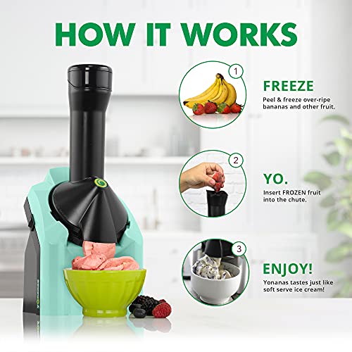 Yonanas 902MN Classic Vegan, Dairy-Free Frozen Fruit Soft Serve Maker, Includes 36 Recipes, 200 W, Silver