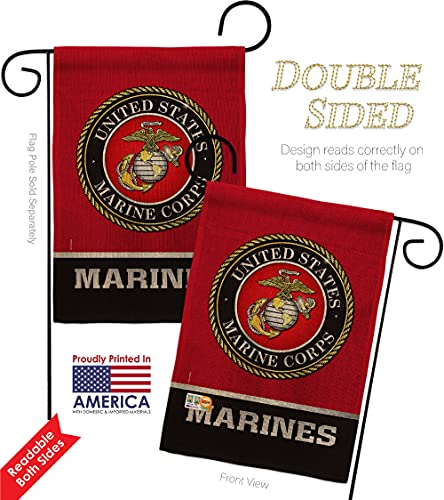 US MILITARY United State Burlap Garden Flag 2pcs Pack Armed Forces Marine Corps USMC Semper Fi American Military Veteran Retire Official House Banner Small Yard Gift Double-Sided, Made in USA