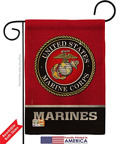 US MILITARY United State Burlap Garden Flag 2pcs Pack Armed Forces Marine Corps USMC Semper Fi American Military Veteran Retire Official House Banner Small Yard Gift Double-Sided, Made in USA