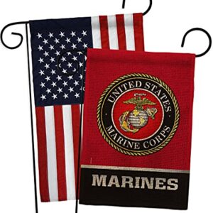 US MILITARY United State Burlap Garden Flag Pack Armed Forces Marine Corps USMC Semper Fi American Military Veteran Retire Official Applique House Banner Small Yard Gift Double-Sided, Made in USA