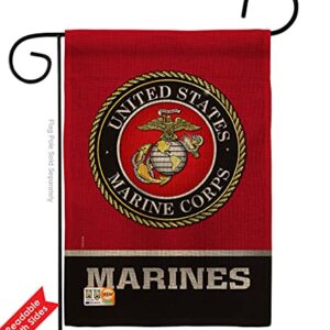 US MILITARY United State Burlap Garden Flag Pack Armed Forces Marine Corps USMC Semper Fi American Military Veteran Retire Official Applique House Banner Small Yard Gift Double-Sided, Made in USA