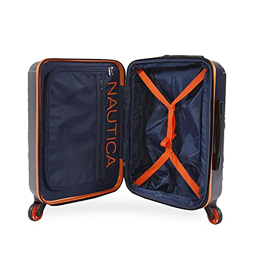 Nautica Birch Hardside Spinner Luggage, Navy/Orange, Carry-On 21-Inch